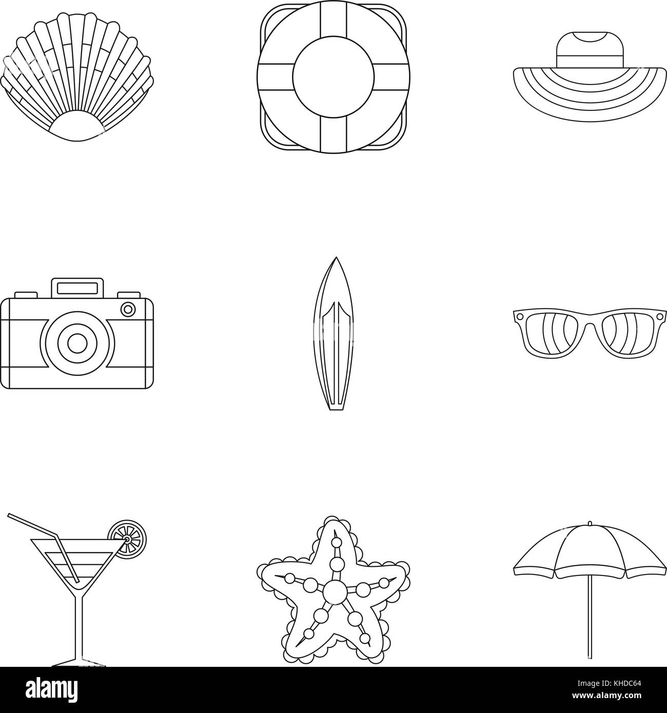 Beach icons set, outline style Stock Vector Image & Art - Alamy