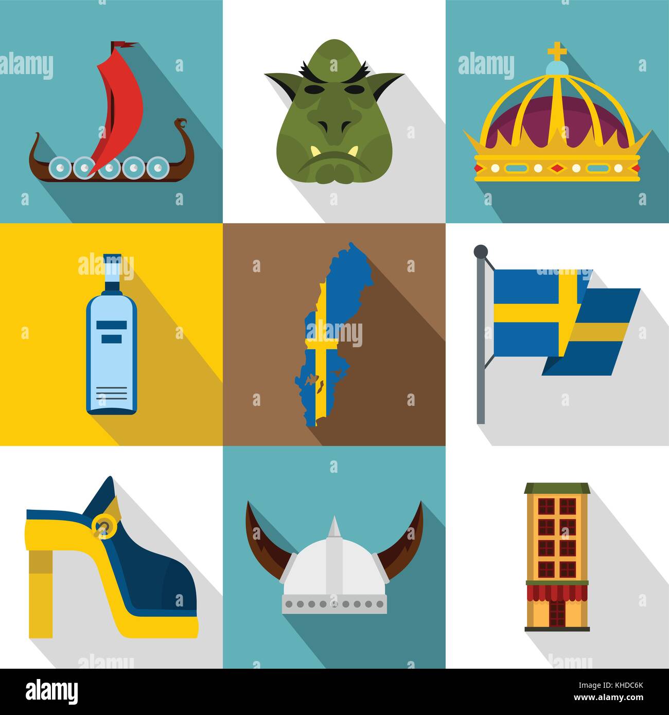 Country Sweden icons set, flat style Stock Vector Image & Art - Alamy