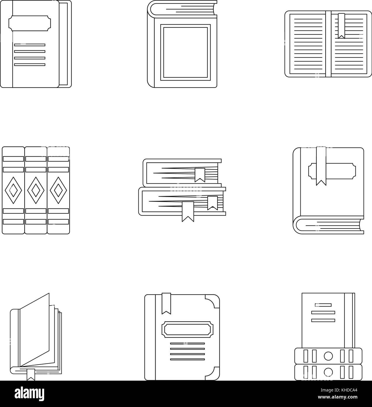 Reading icons set, outline style Stock Vector Image & Art - Alamy