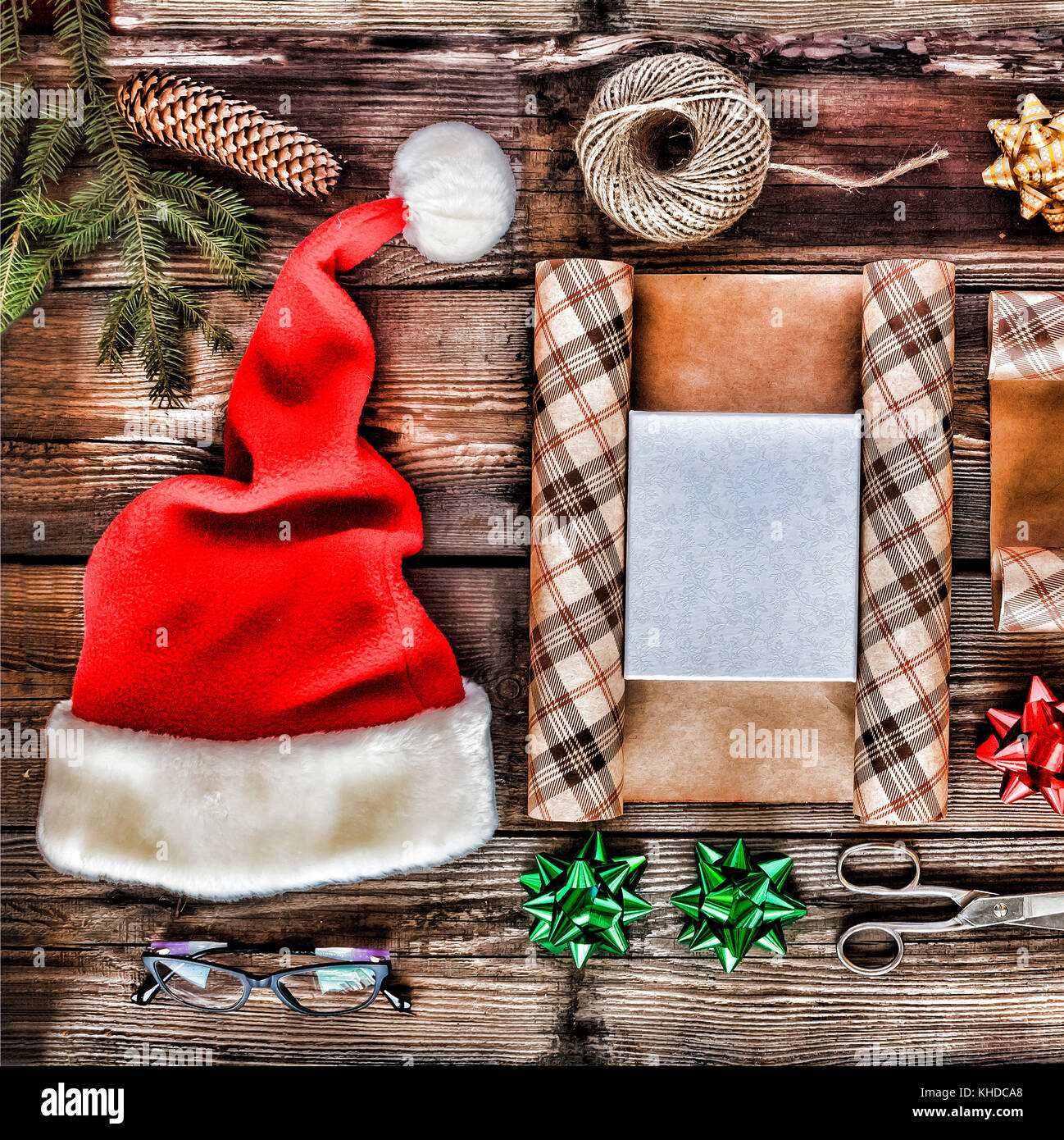 New Year Christmas holiday Objects for packing gifts. packages and ...