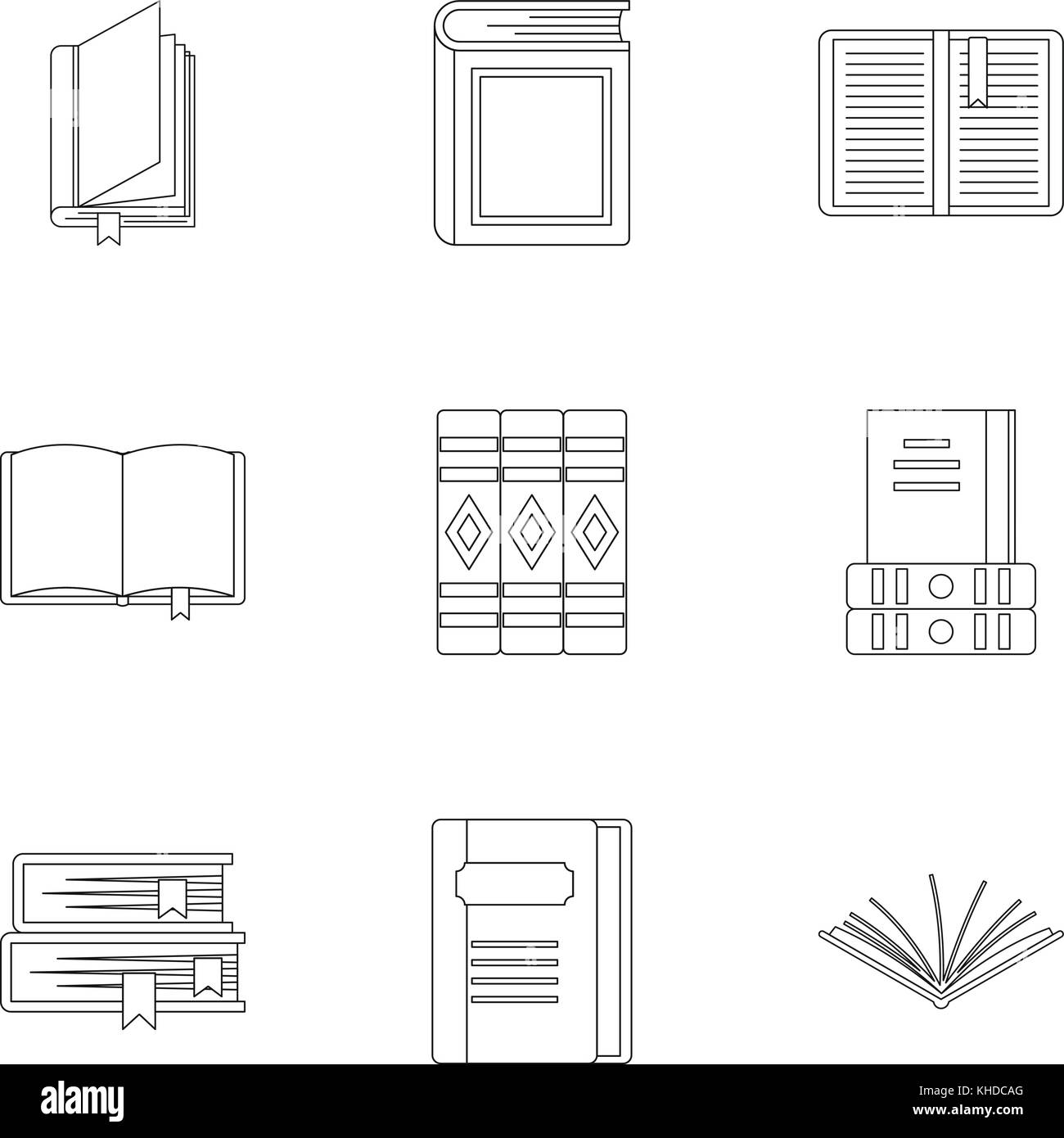 Library icons set, outline style Stock Vector Image & Art - Alamy