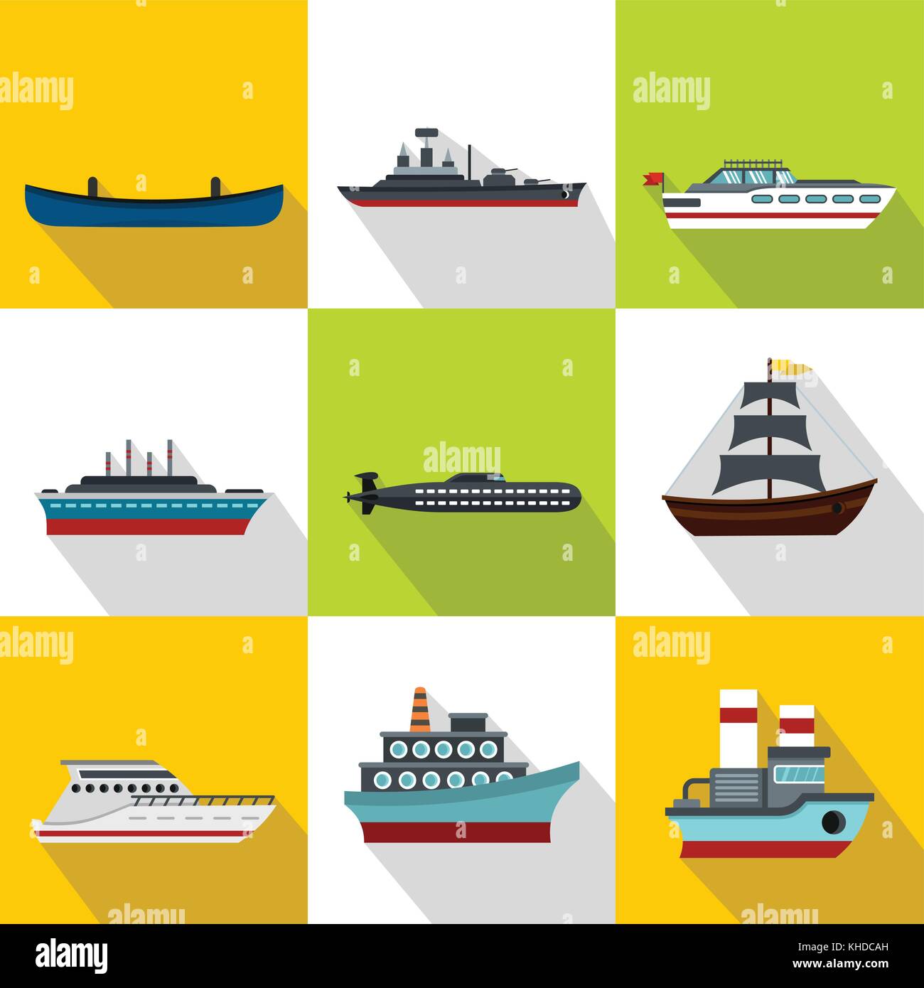 Ship icons set, flat style Stock Vector Image & Art - Alamy