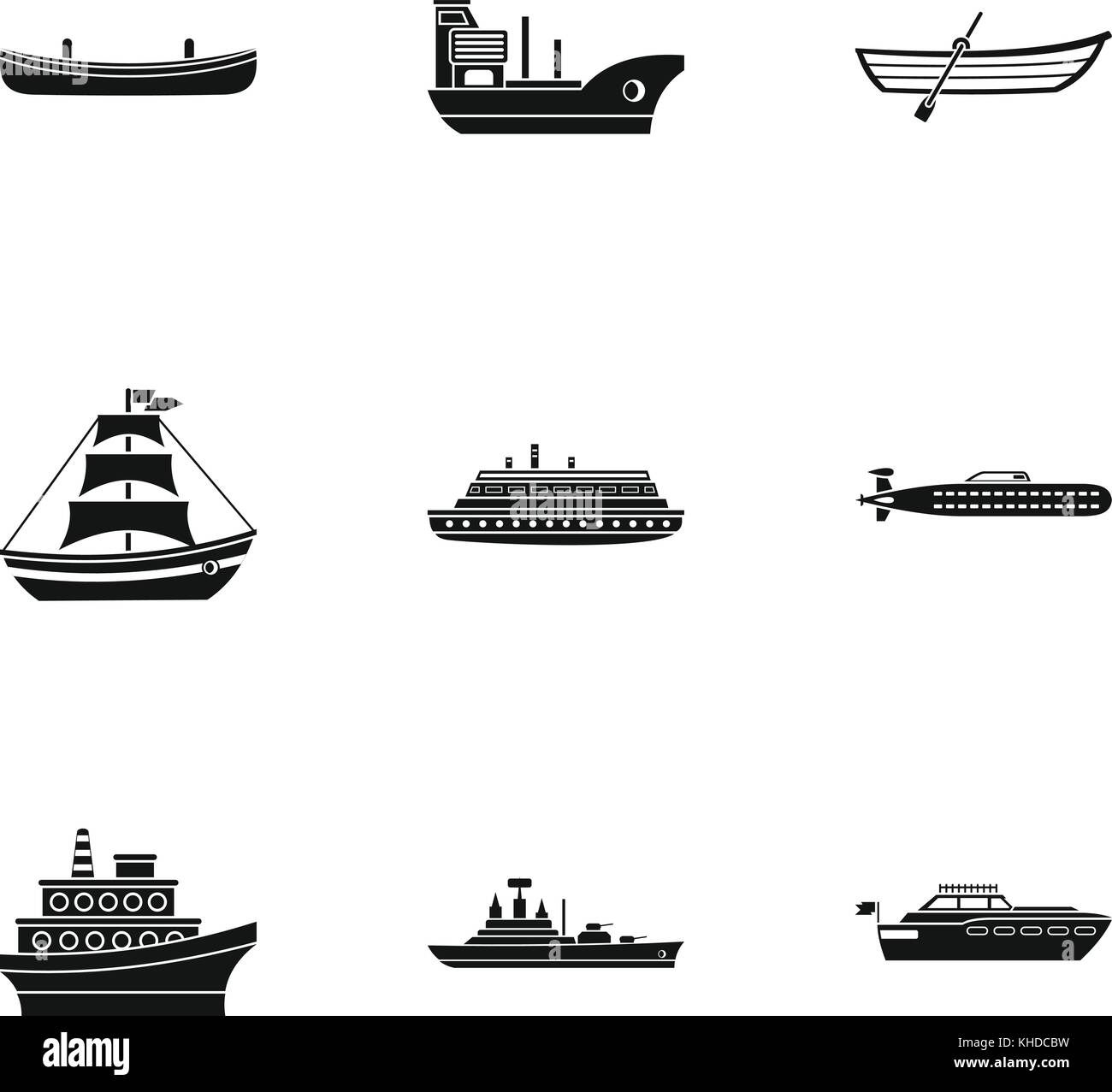 Boat icons set, simple style Stock Vector Image & Art - Alamy