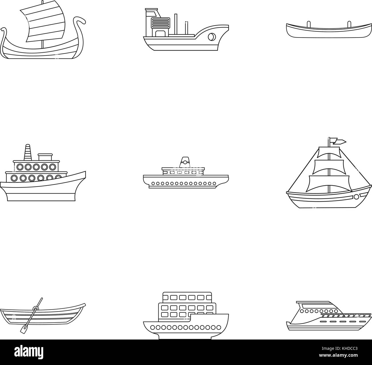 Ship icons set, outline style Stock Vector Image & Art - Alamy