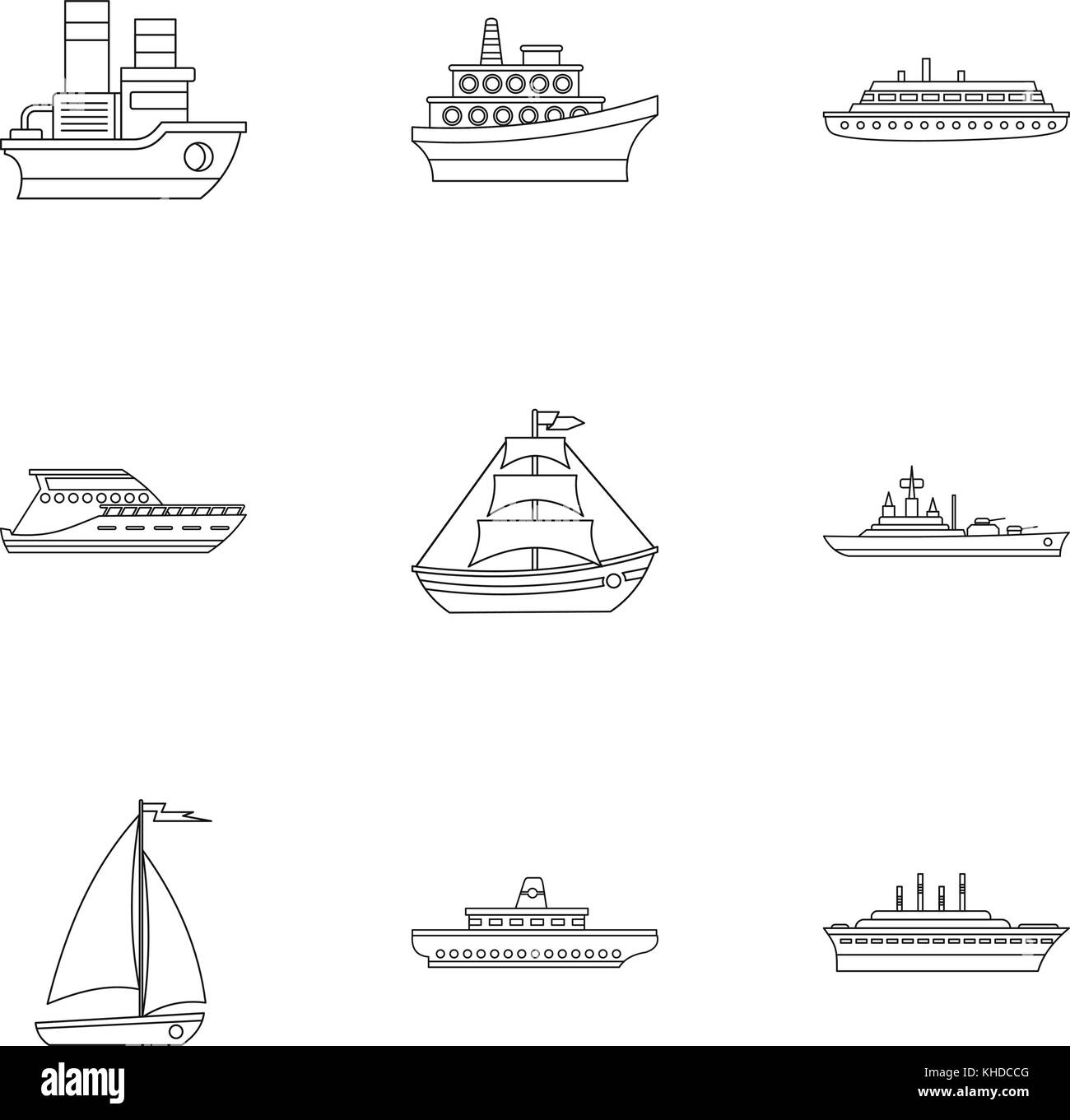 Boat icons set, outline style Stock Vector Image & Art - Alamy