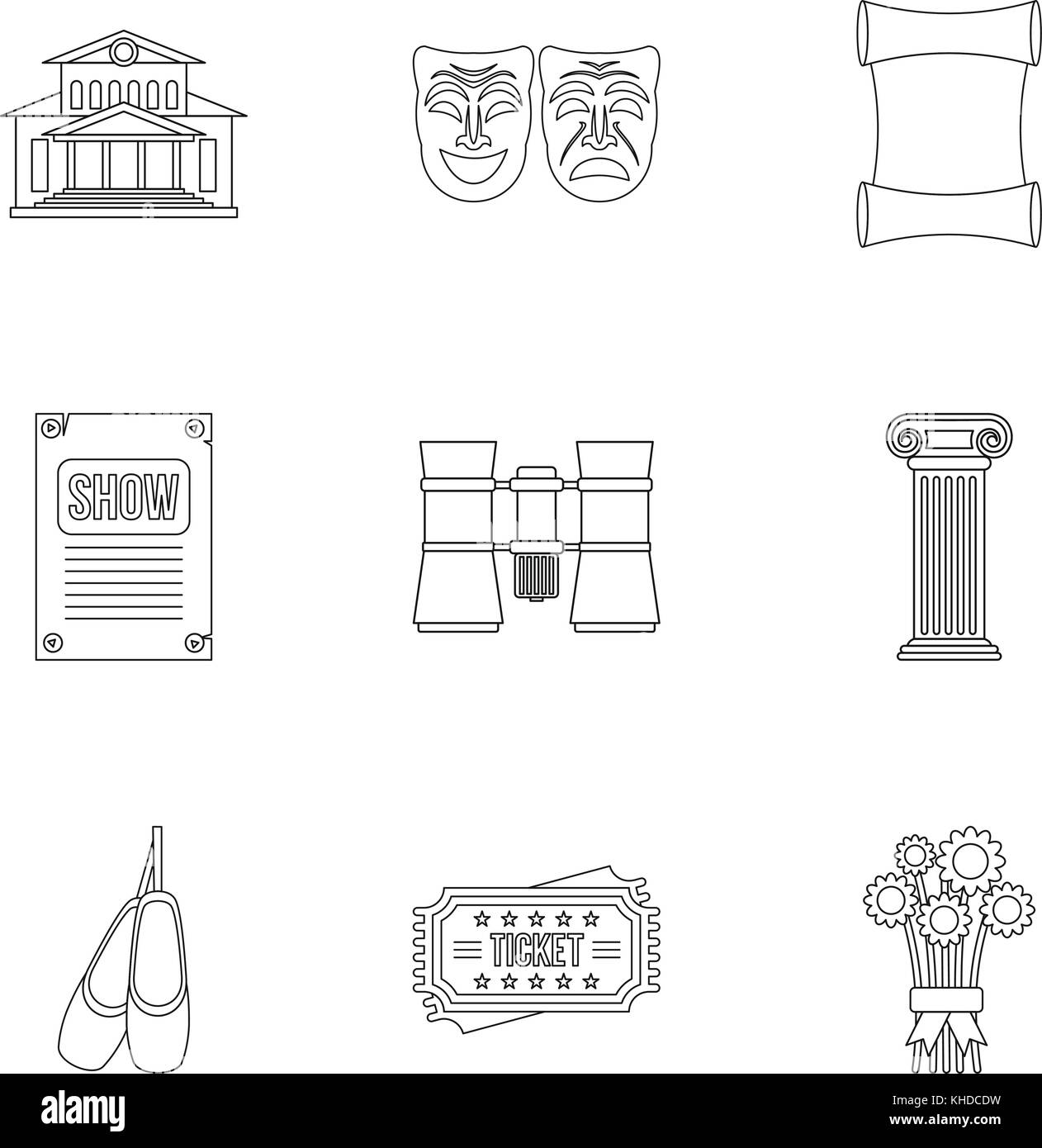 Theatre icons set, outline style Stock Vector Image & Art - Alamy