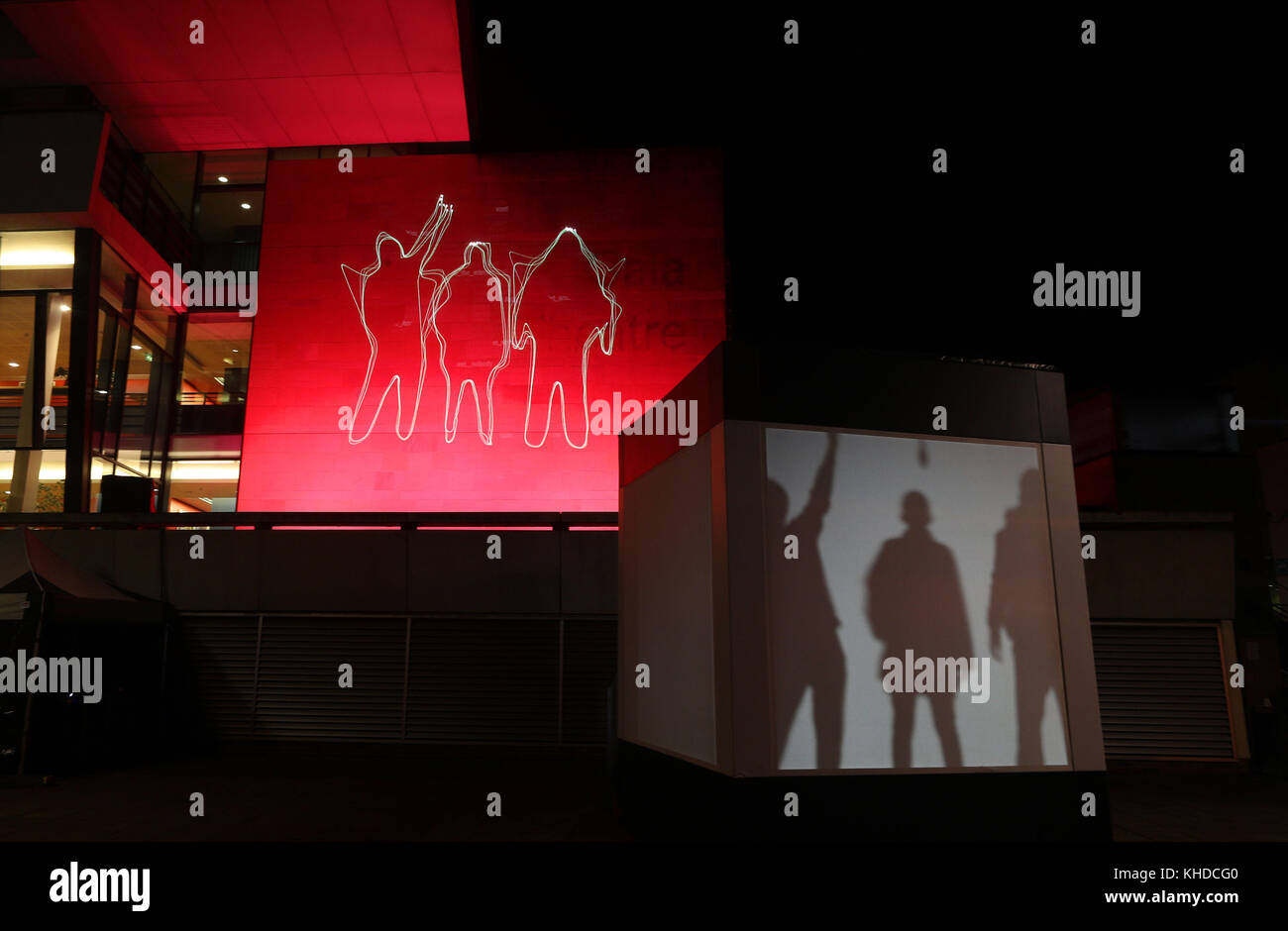 Anonymous by LDCOL on display in the centre of Durham during the Lumiere Durham light festival ...