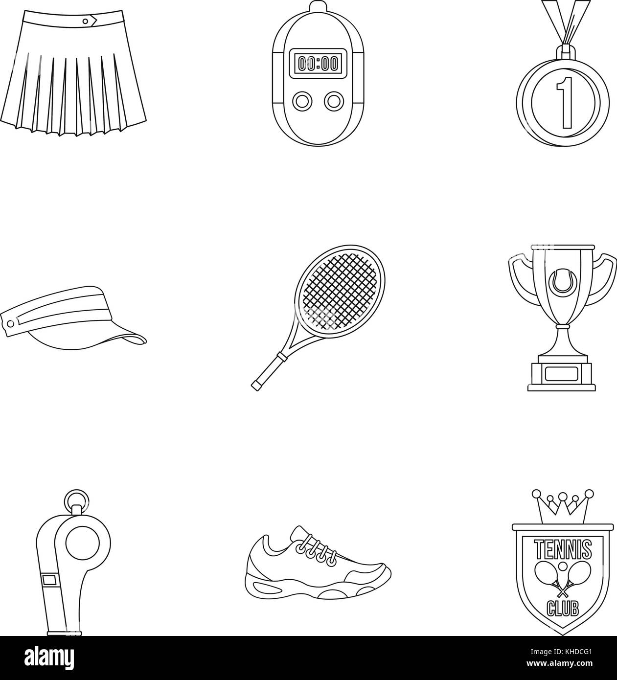 Play in tennis icons set, outline style Stock Vector Image & Art - Alamy