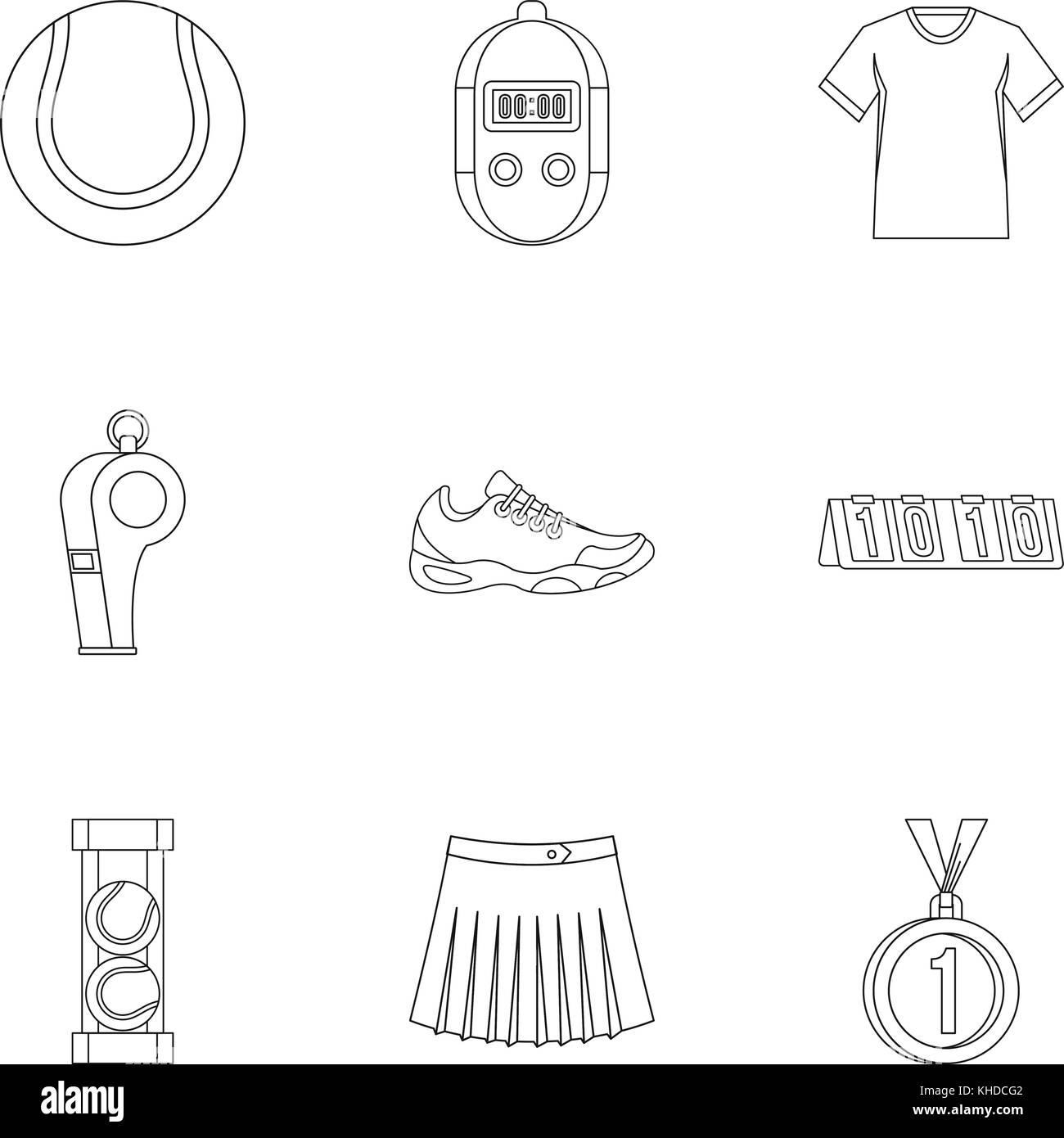 Active tennis icons set, outline style Stock Vector Image & Art - Alamy