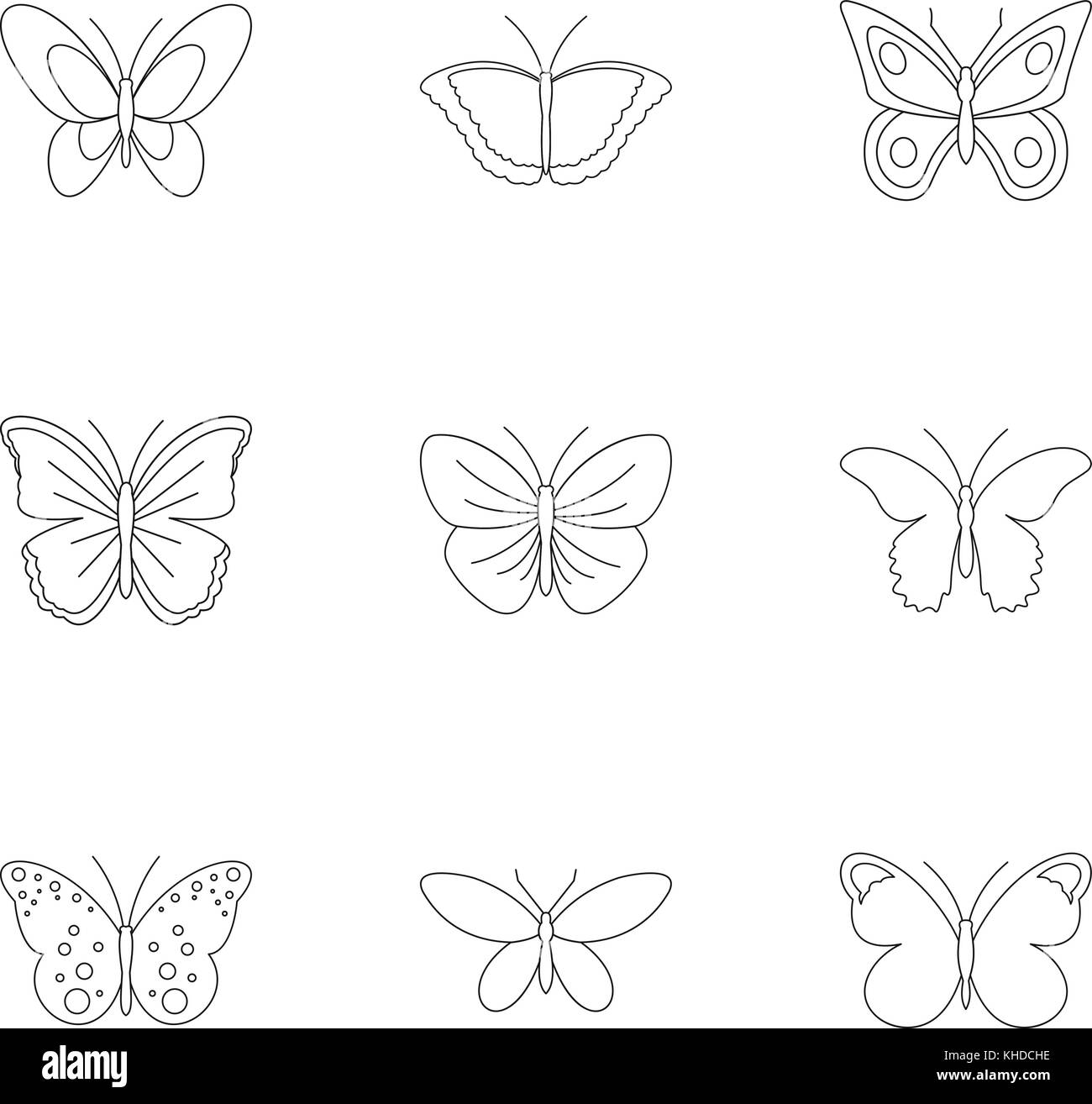 Butterfly icons set, outline style Stock Vector Image & Art - Alamy