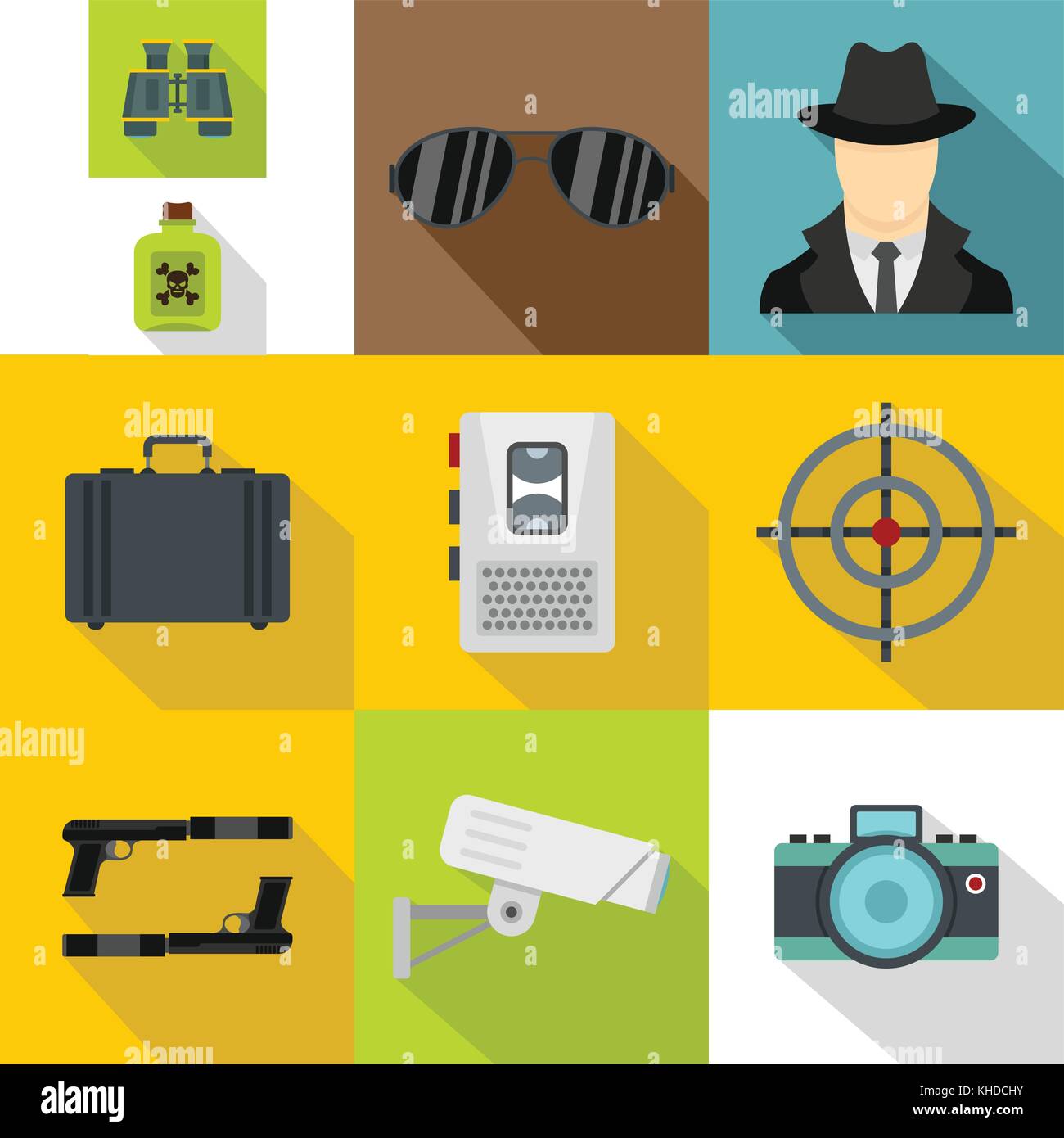 Spy icons set, flat style Stock Vector Image & Art - Alamy