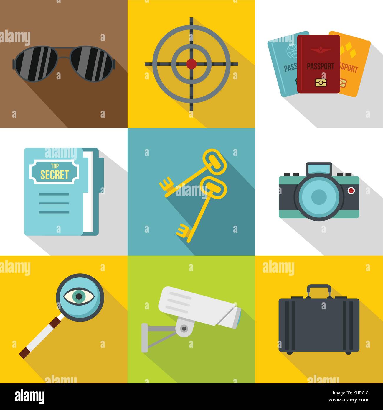 Secret agent icons set, flat style Stock Vector Image & Art - Alamy