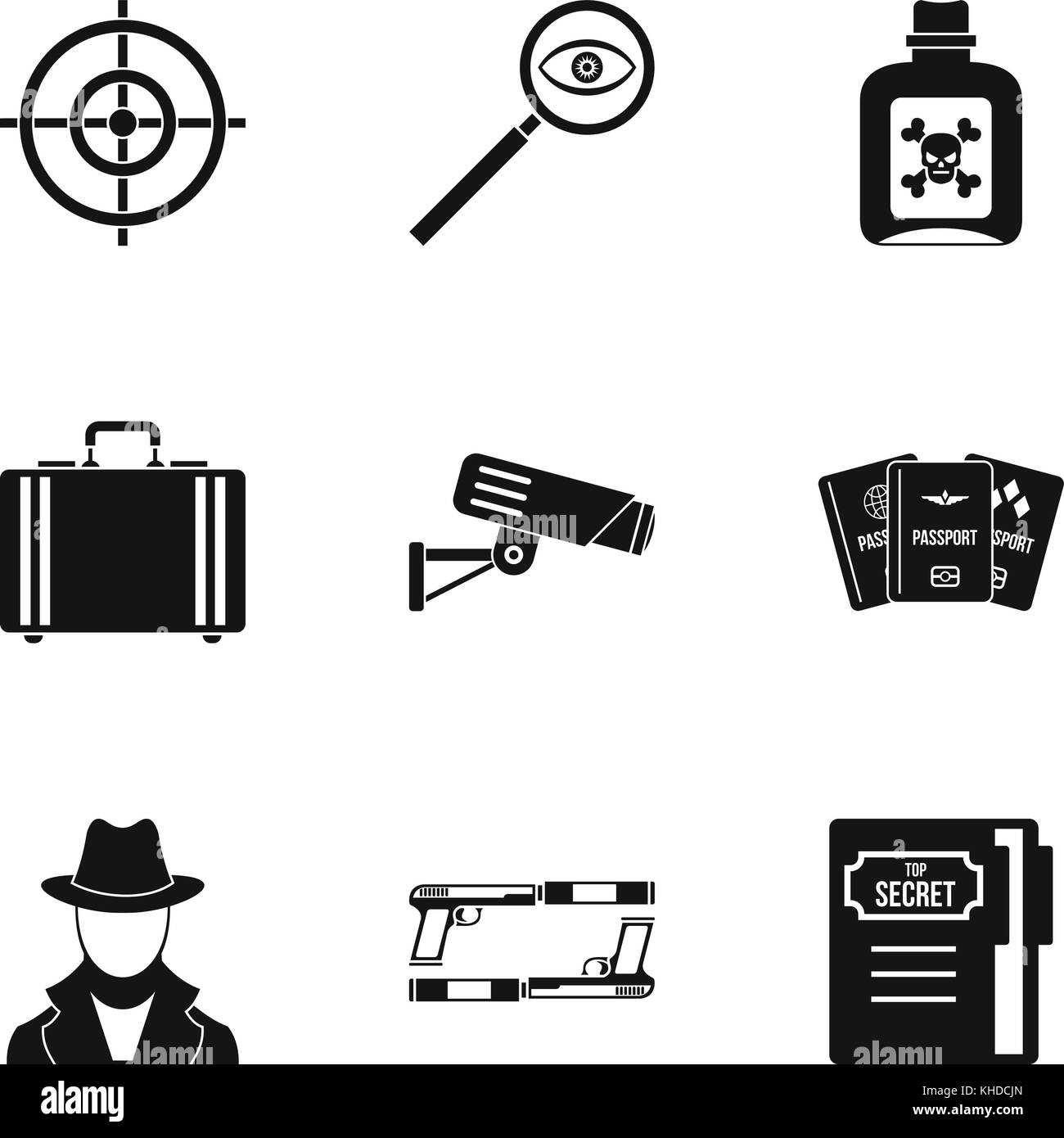 Detective icons set, simple style Stock Vector Image & Art - Alamy