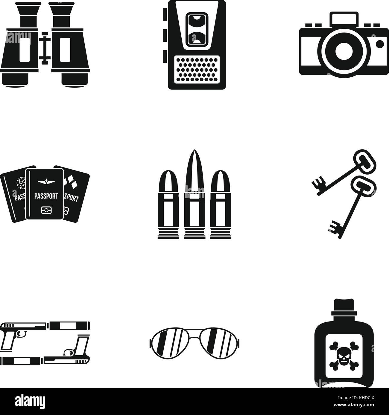 Secret agent icons set, simple style Stock Vector Image & Art - Alamy