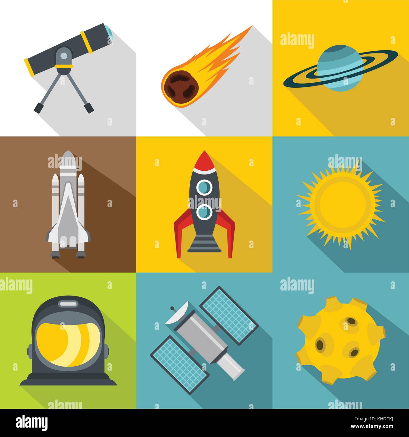 Space icons set, flat style Stock Vector Image & Art - Alamy