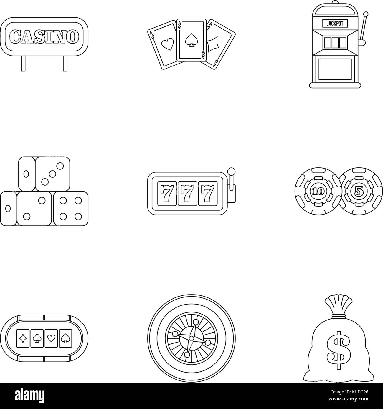 Win icons set, outline style Stock Vector Image & Art - Alamy