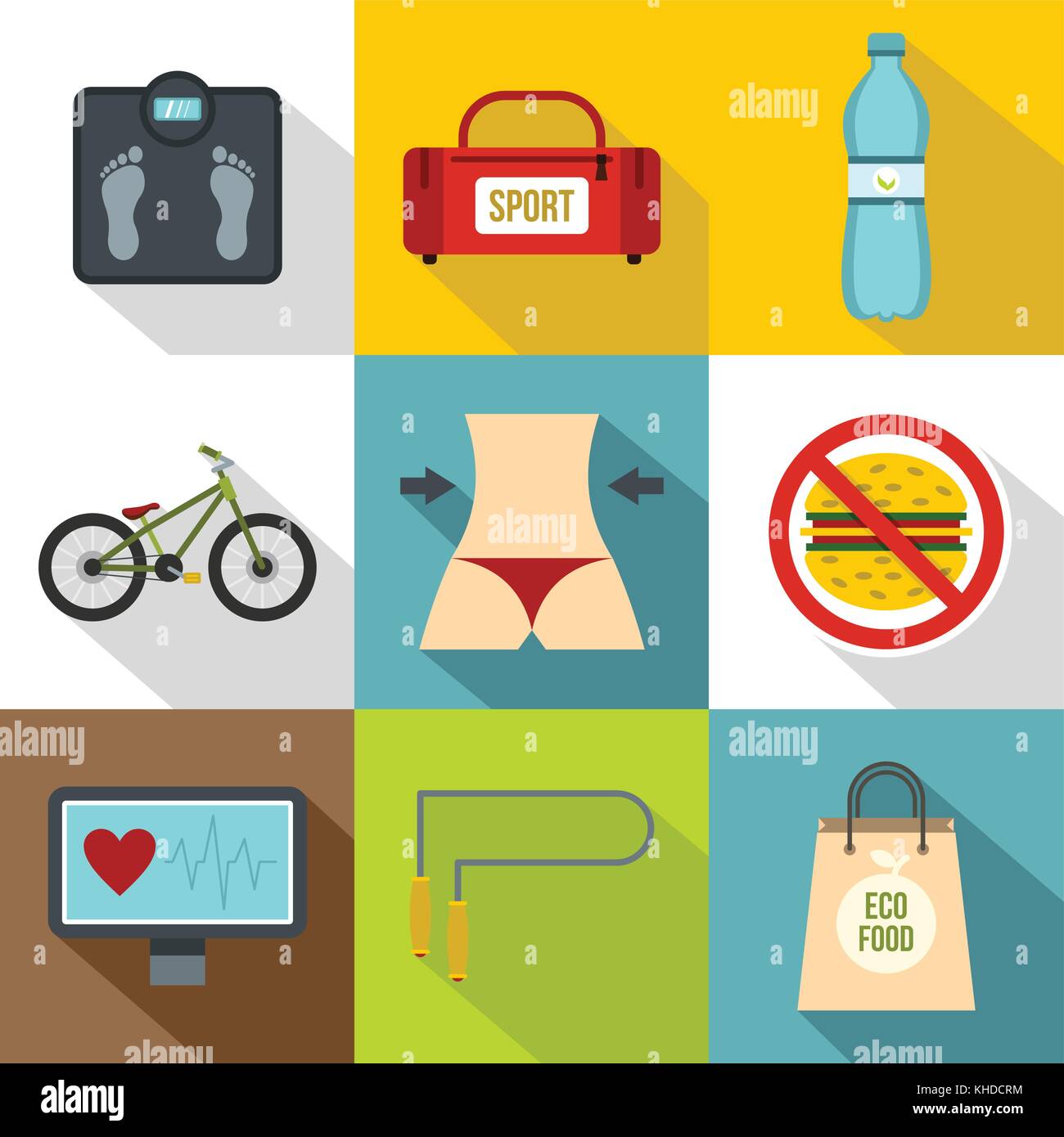 Gym icons set, flat style Stock Vector Image & Art - Alamy