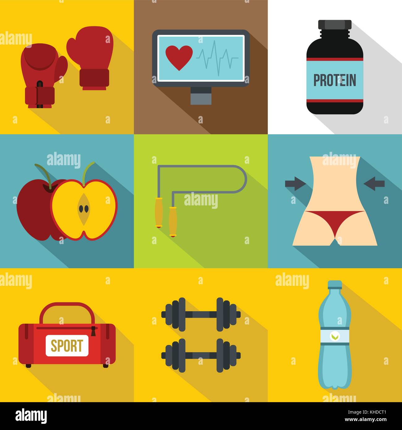 Workout icons set, flat style Stock Vector Image & Art - Alamy