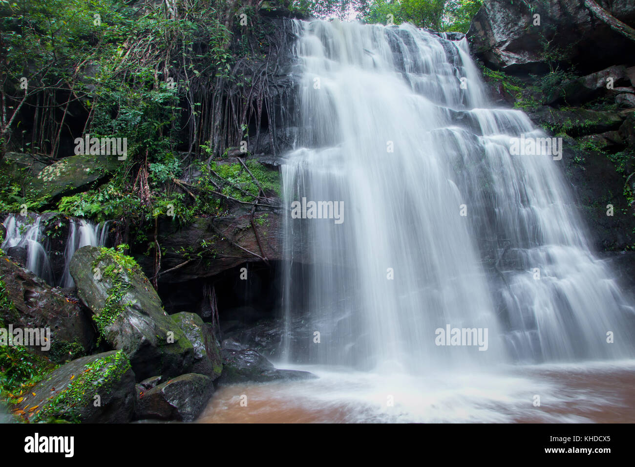 Waterfall mountain landscape select focus with fair light, Waterfall in ...