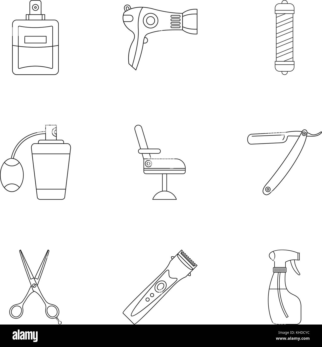 Barbershop icons set, outline style Stock Vector Image & Art - Alamy