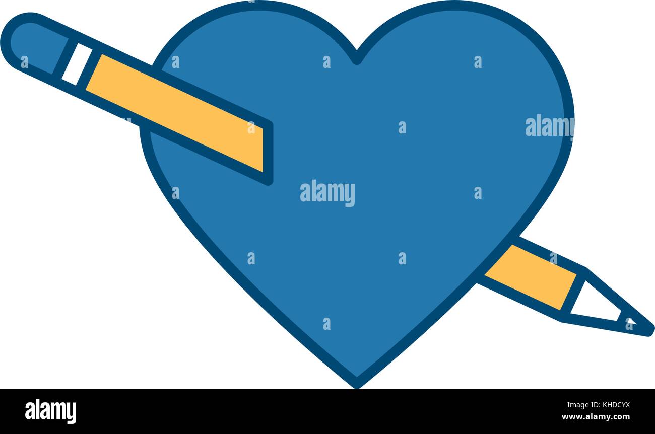 Pencil crossed in heart Stock Vector Image & Art - Alamy