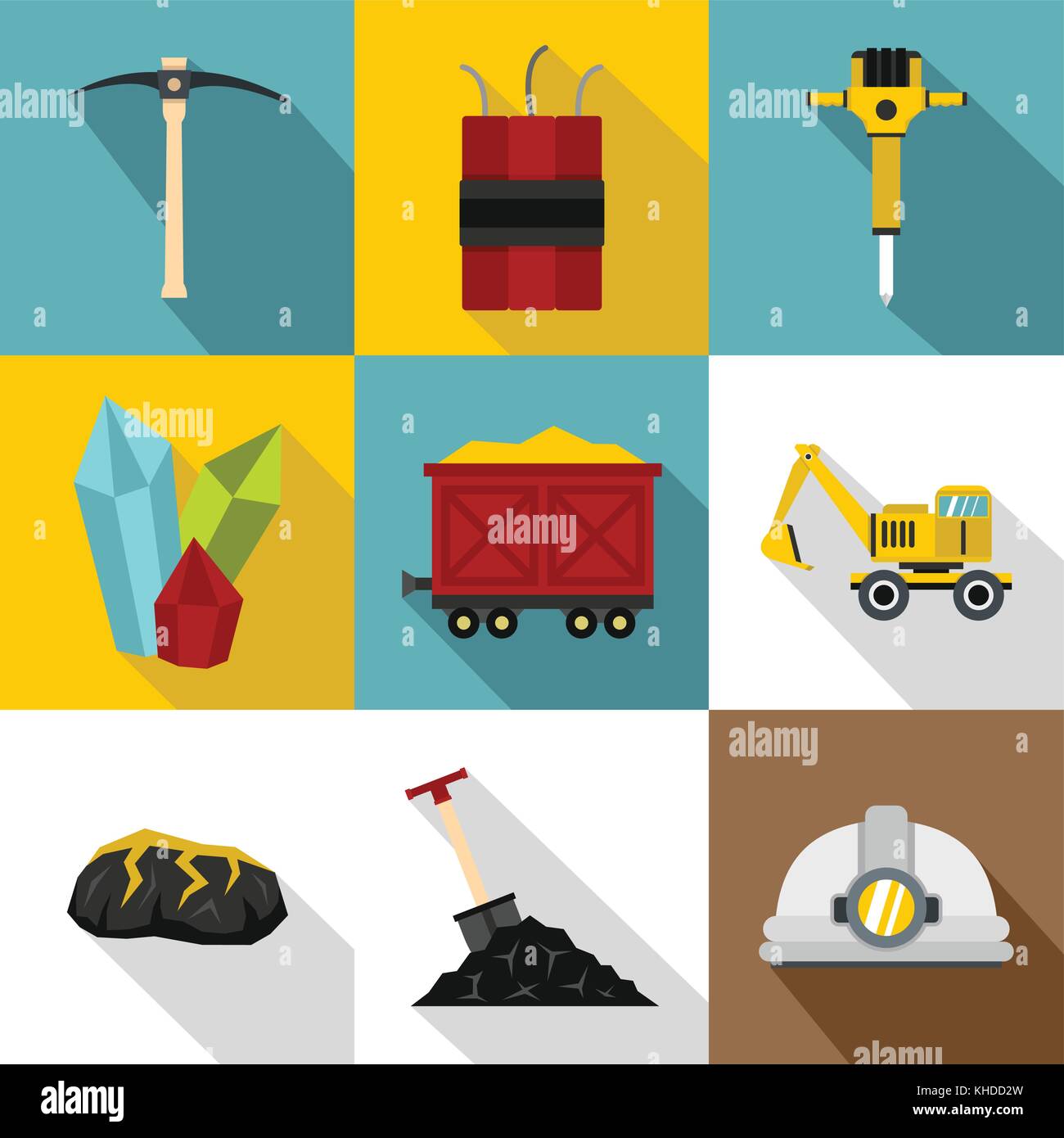Mine icons set, flat style Stock Vector Image & Art - Alamy
