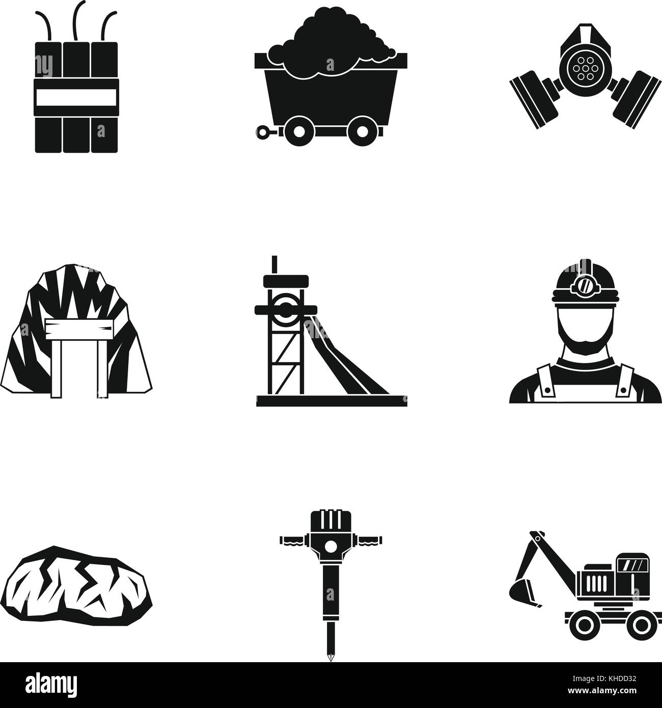 Coal icons set, simple style Stock Vector Image & Art - Alamy