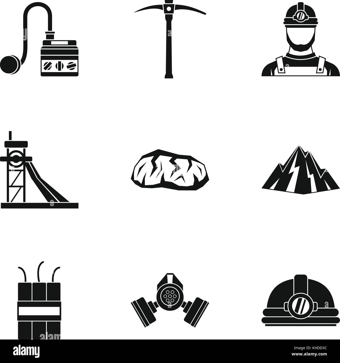 Coal mining icons set, simple style Stock Vector Image & Art - Alamy