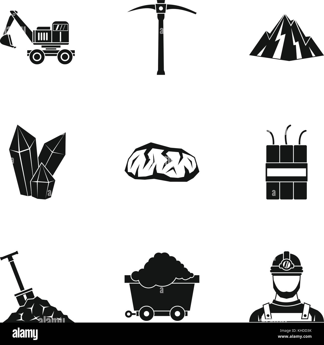 Mine icons set, simple style Stock Vector Image & Art - Alamy