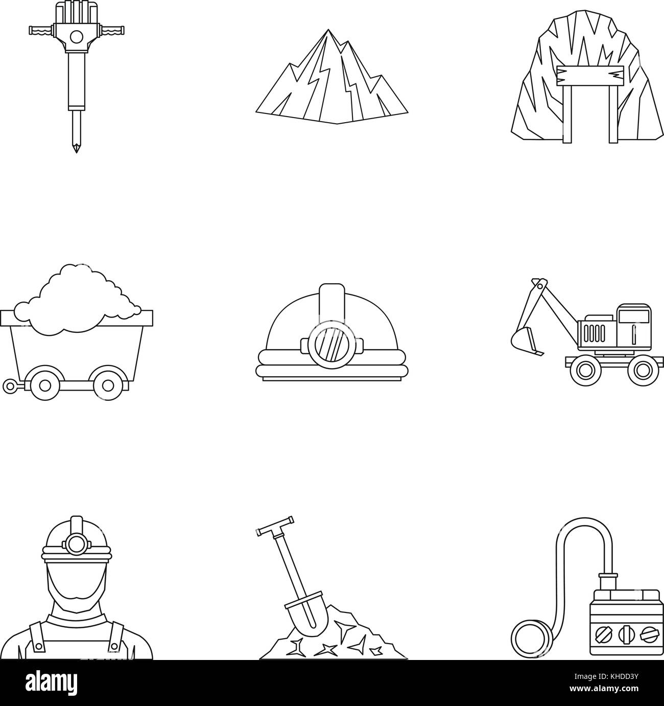 Mining activities icons set, outline style Stock Vector Image & Art - Alamy