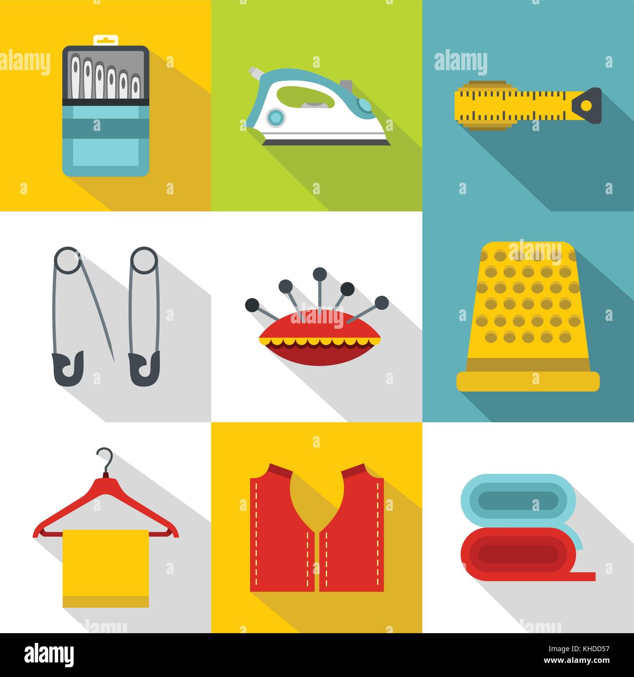 Embroidery kit icons set, flat style Stock Vector Image & Art - Alamy