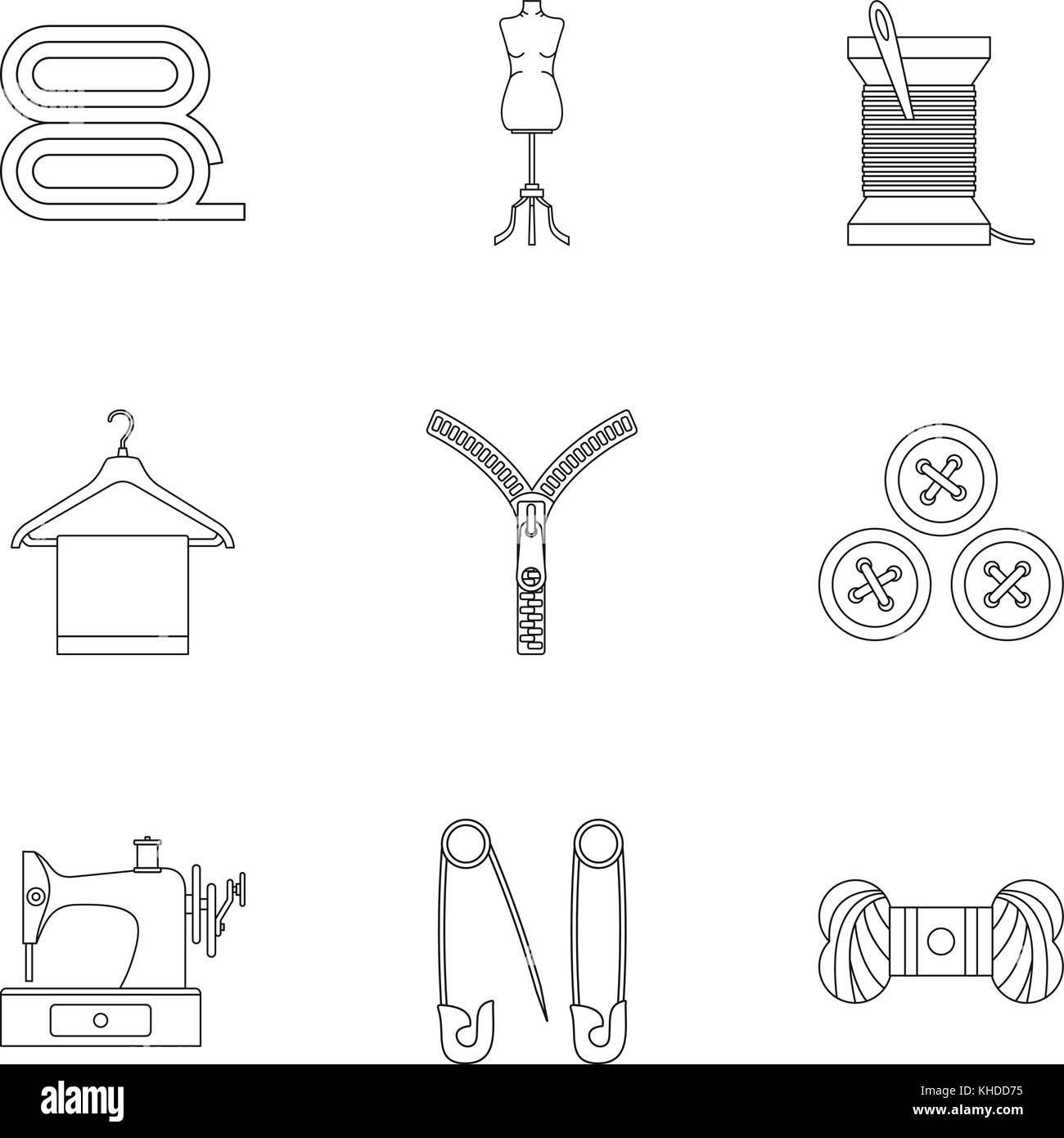 Sewing supplies icons set, outline style Stock Vector Image & Art - Alamy