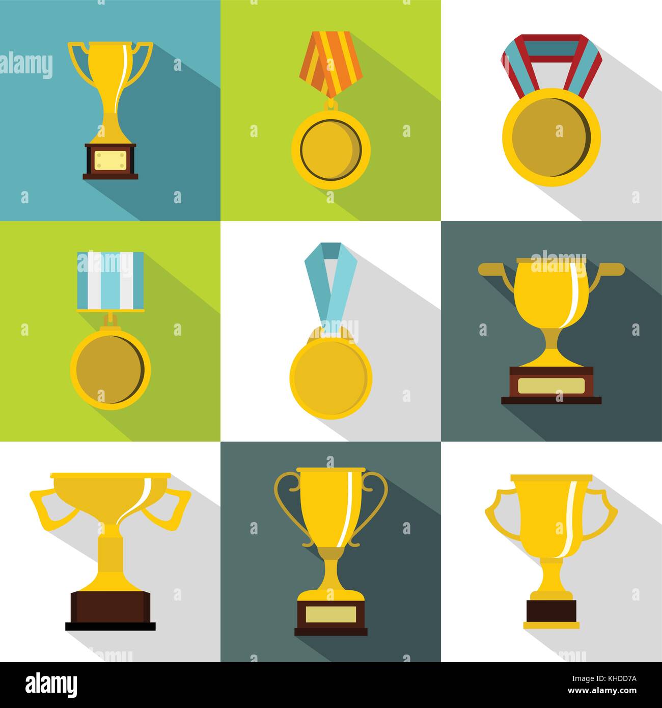 Win icons set, flat style Stock Vector Image & Art - Alamy