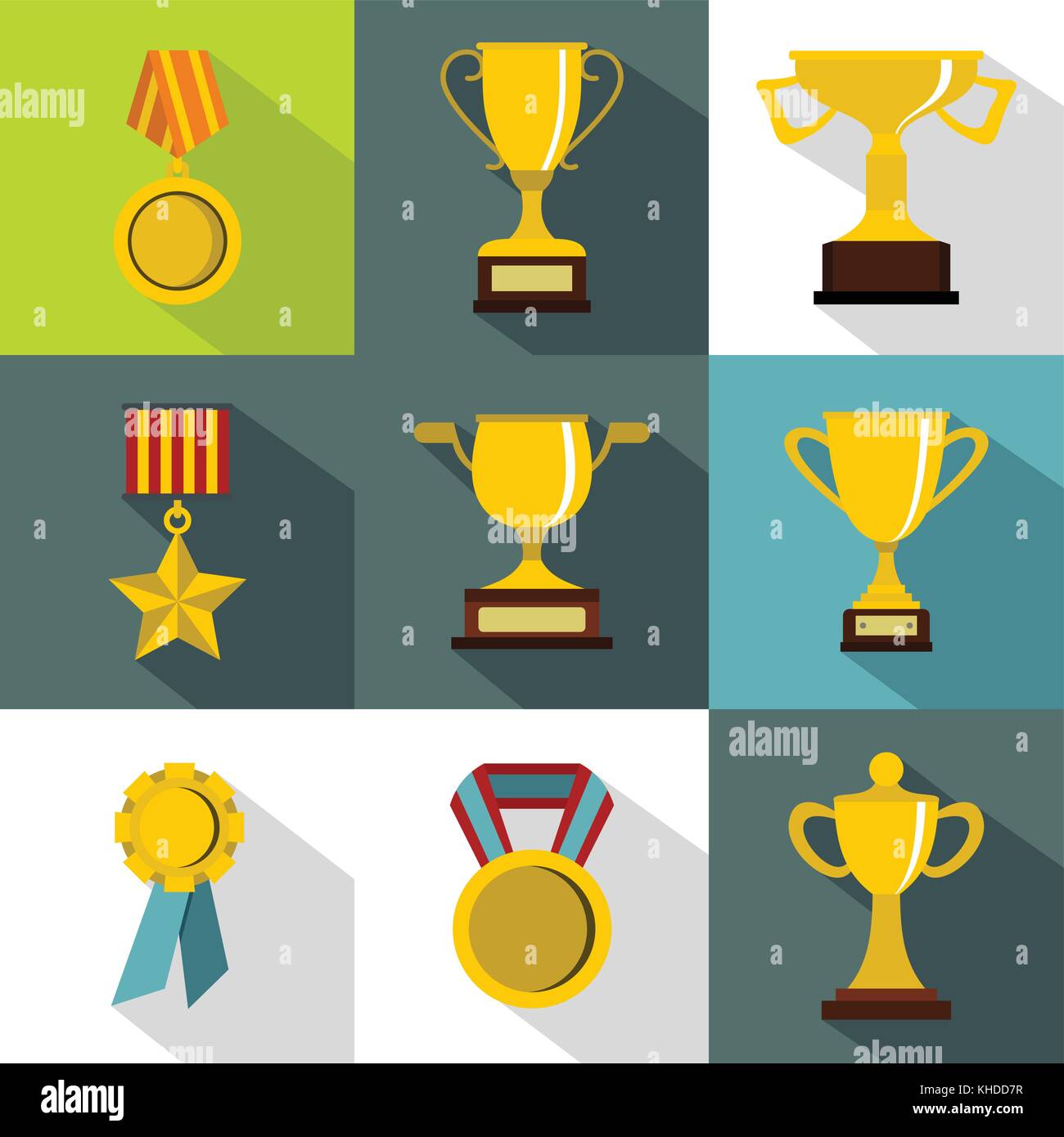 Rewarding icons set, flat style Stock Vector Image & Art - Alamy