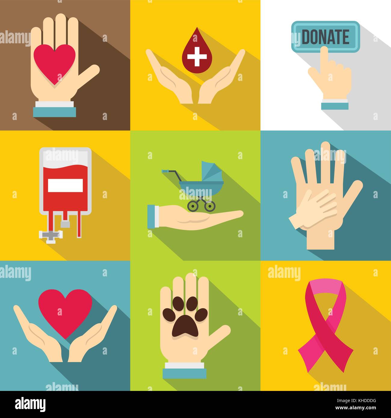 Charity icons set, flat style Stock Vector Image & Art - Alamy