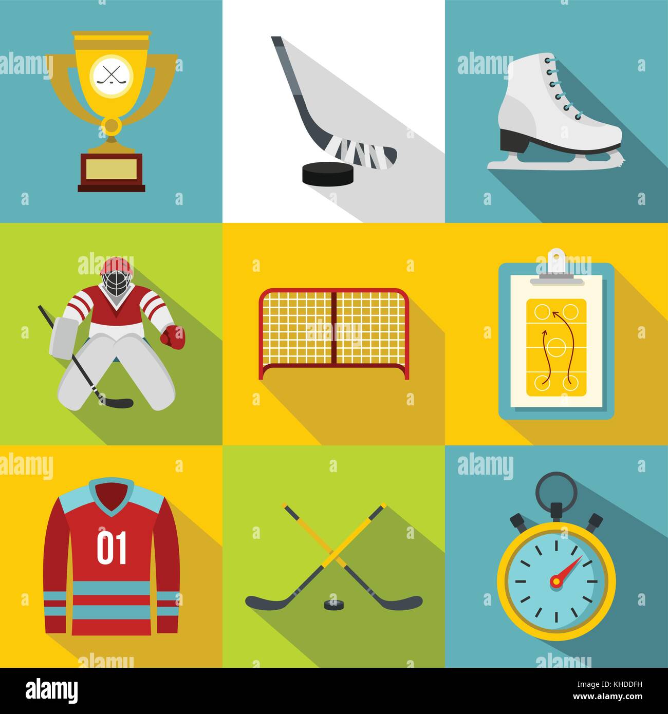 Hockey icons set, flat style Stock Vector Image & Art - Alamy