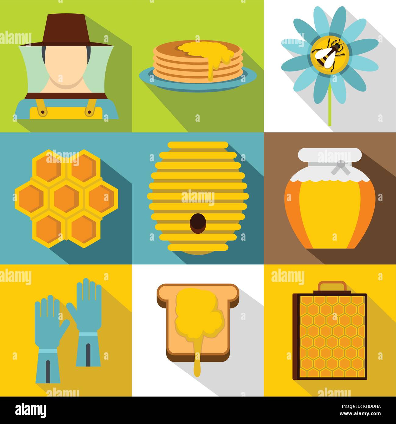 Apiary icons set, flat style Stock Vector Image & Art - Alamy