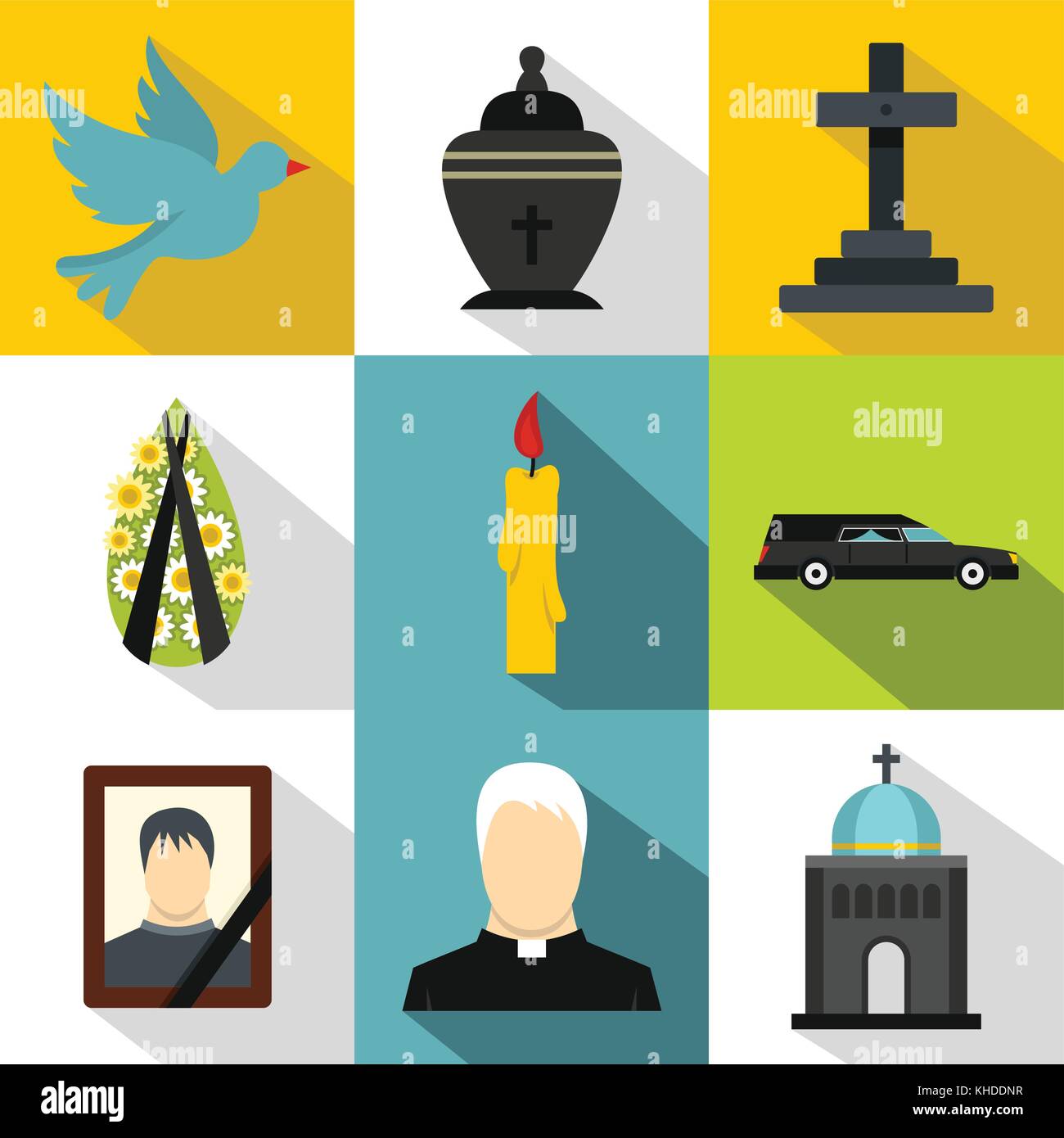Funeral services icons set, flat style Stock Vector Image & Art - Alamy