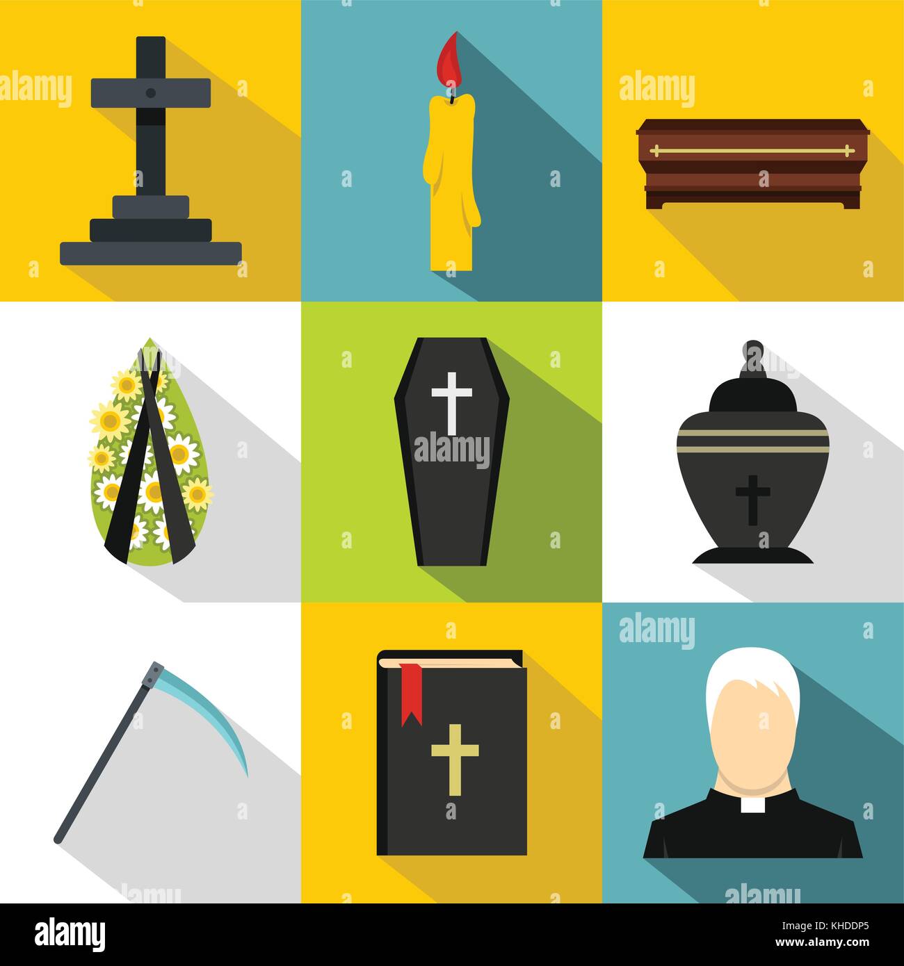Burial icons set, flat style Stock Vector Image & Art - Alamy