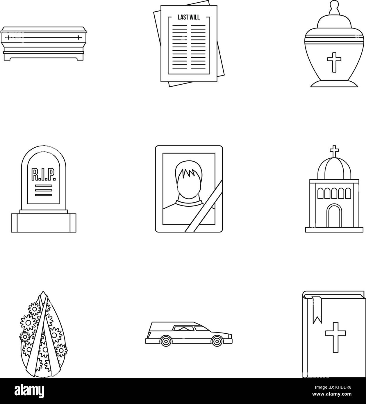 Death icons set, outline style Stock Vector Image & Art - Alamy
