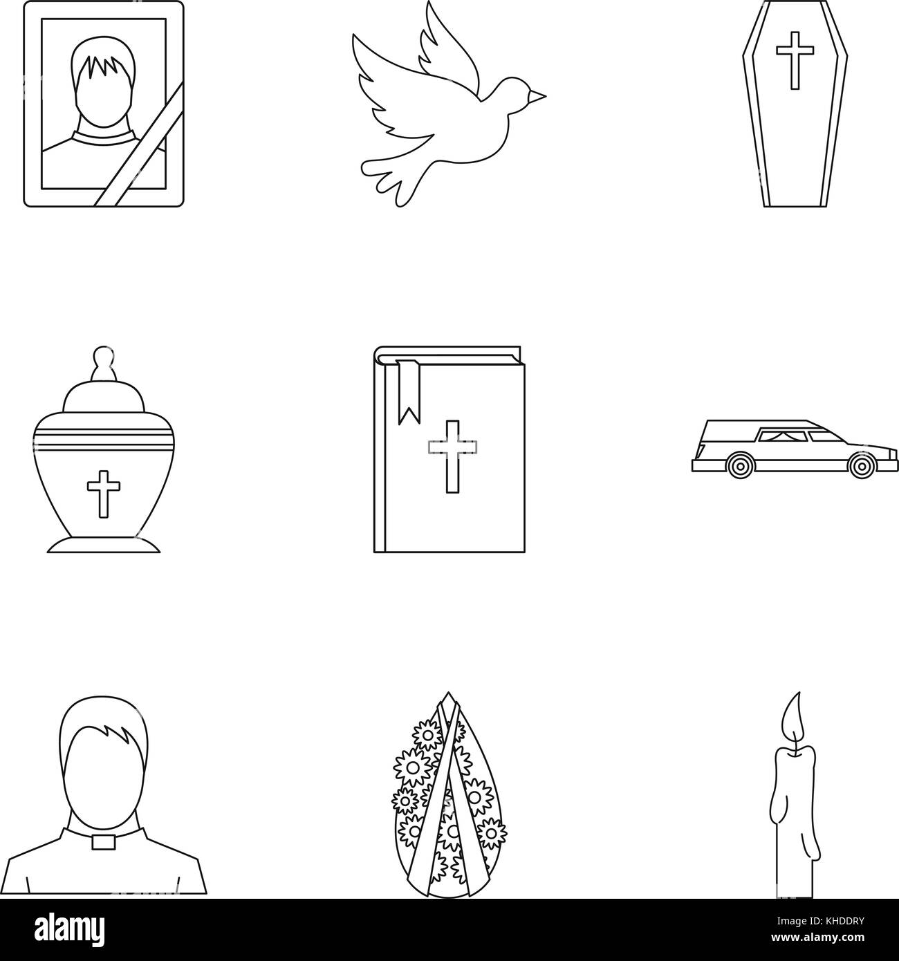 Death of person icons set, outline style Stock Vector Image & Art - Alamy