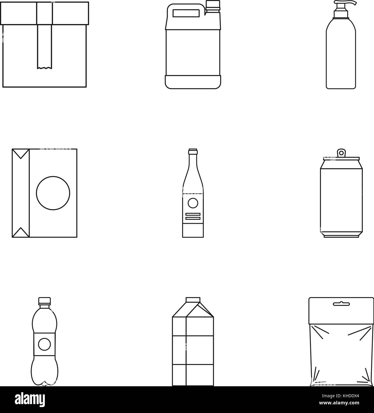 Pack icons set, outline style Stock Vector Image & Art - Alamy