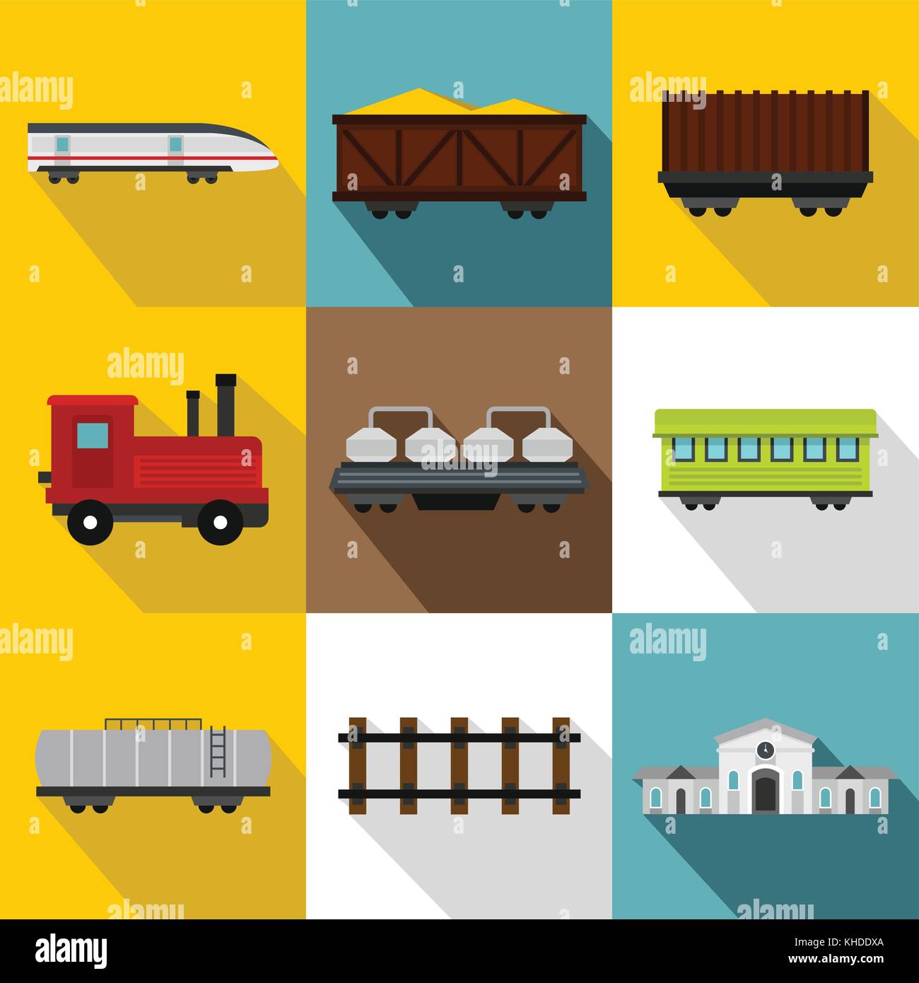 Train icons set, flat style Stock Vector Image & Art - Alamy