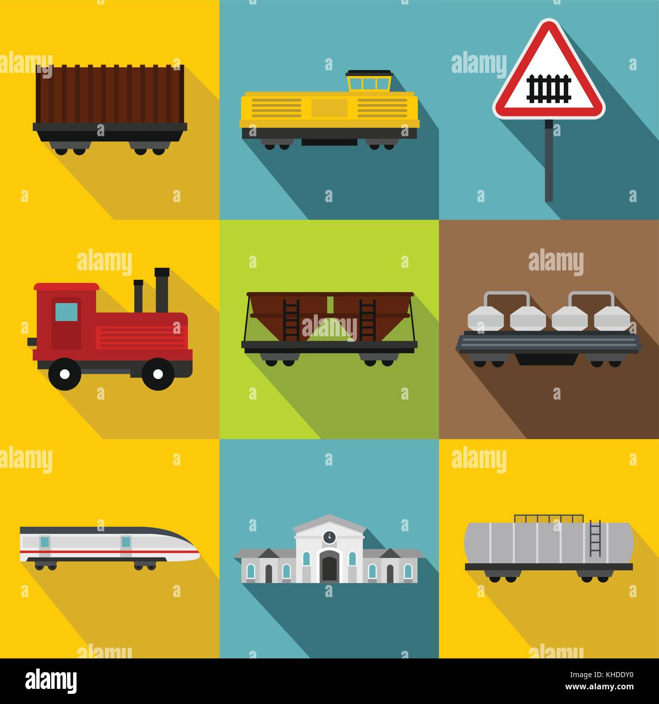 Electrical train icons set, flat style Stock Vector Image & Art - Alamy