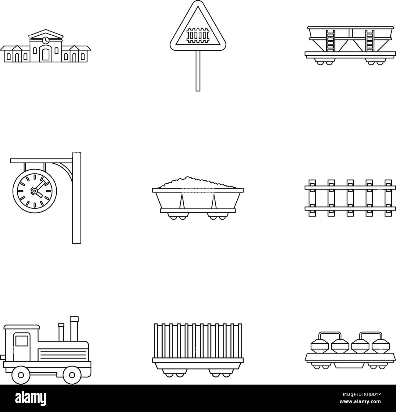 Train icons set, outline style Stock Vector Image & Art - Alamy