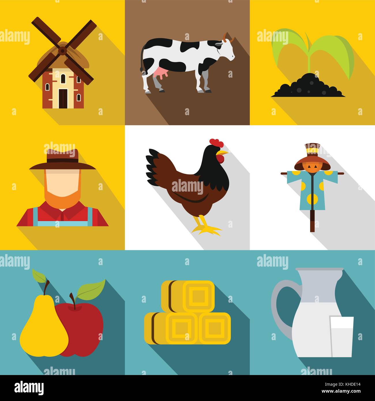 Farm icons set, flat style Stock Vector Image & Art - Alamy