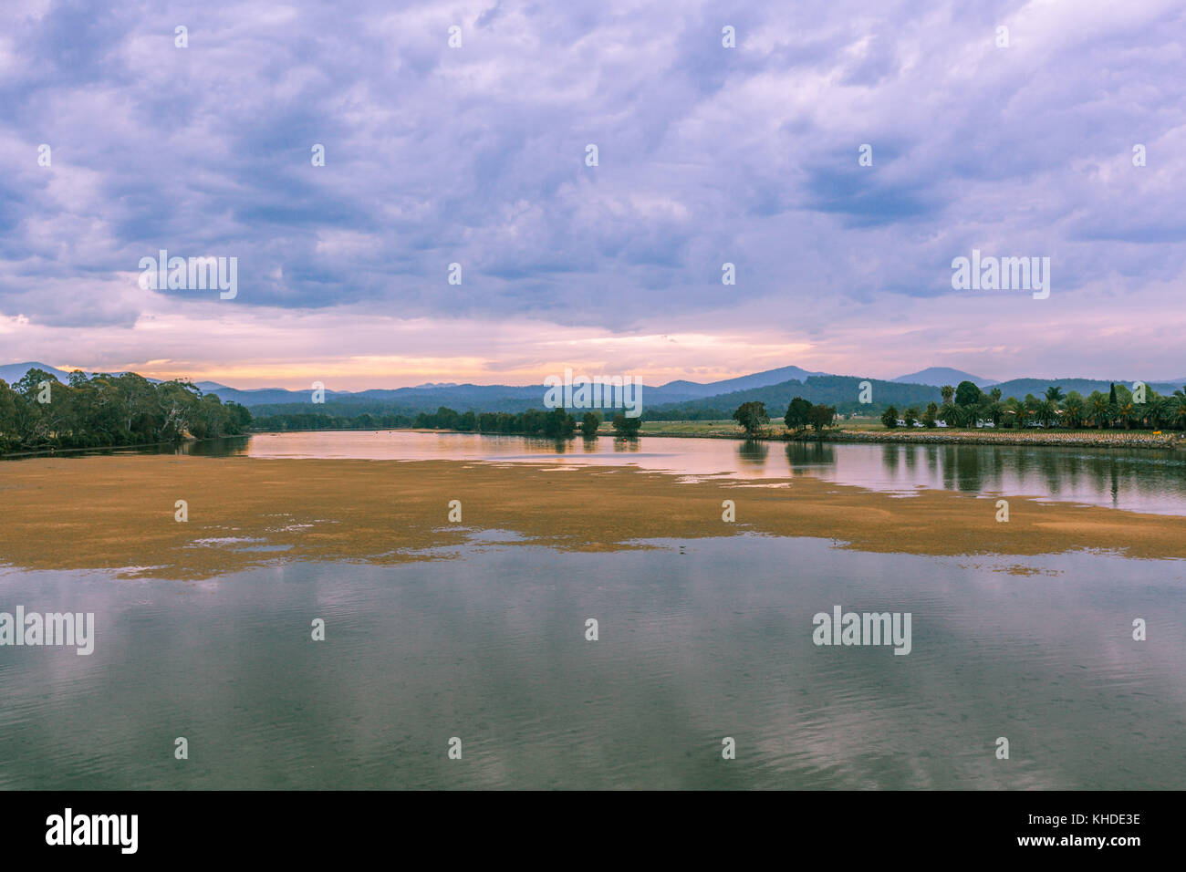 Beautiful landscape of shallow lake sunset Stock Photo - Alamy