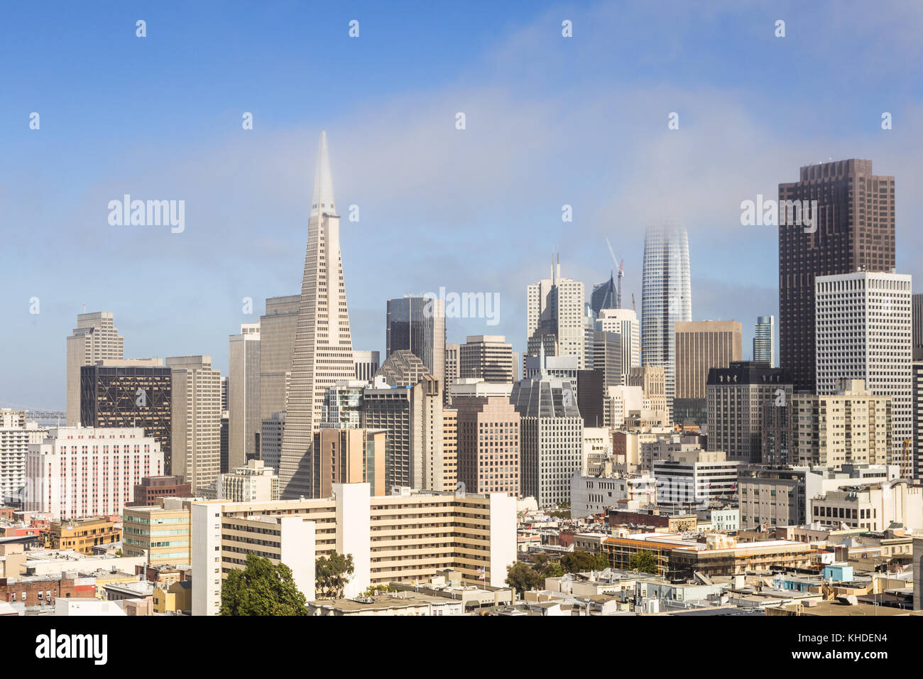 Aerial view of downtown San Francisco financial district from Russian ...