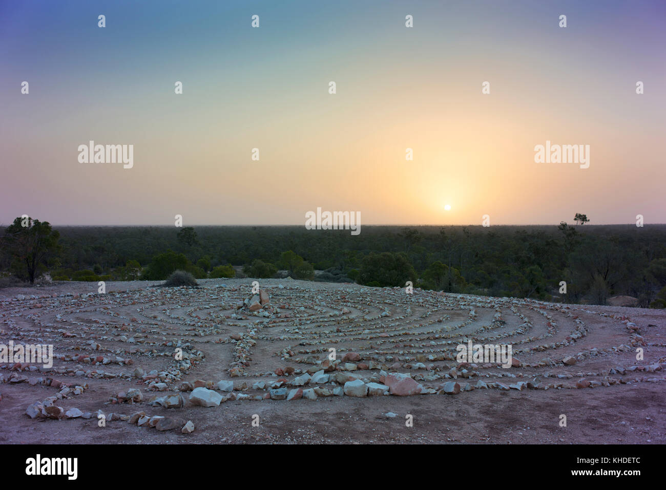 The Maze at Nettleton's Lookout near Lightning Ridge at dusk Stock ...
