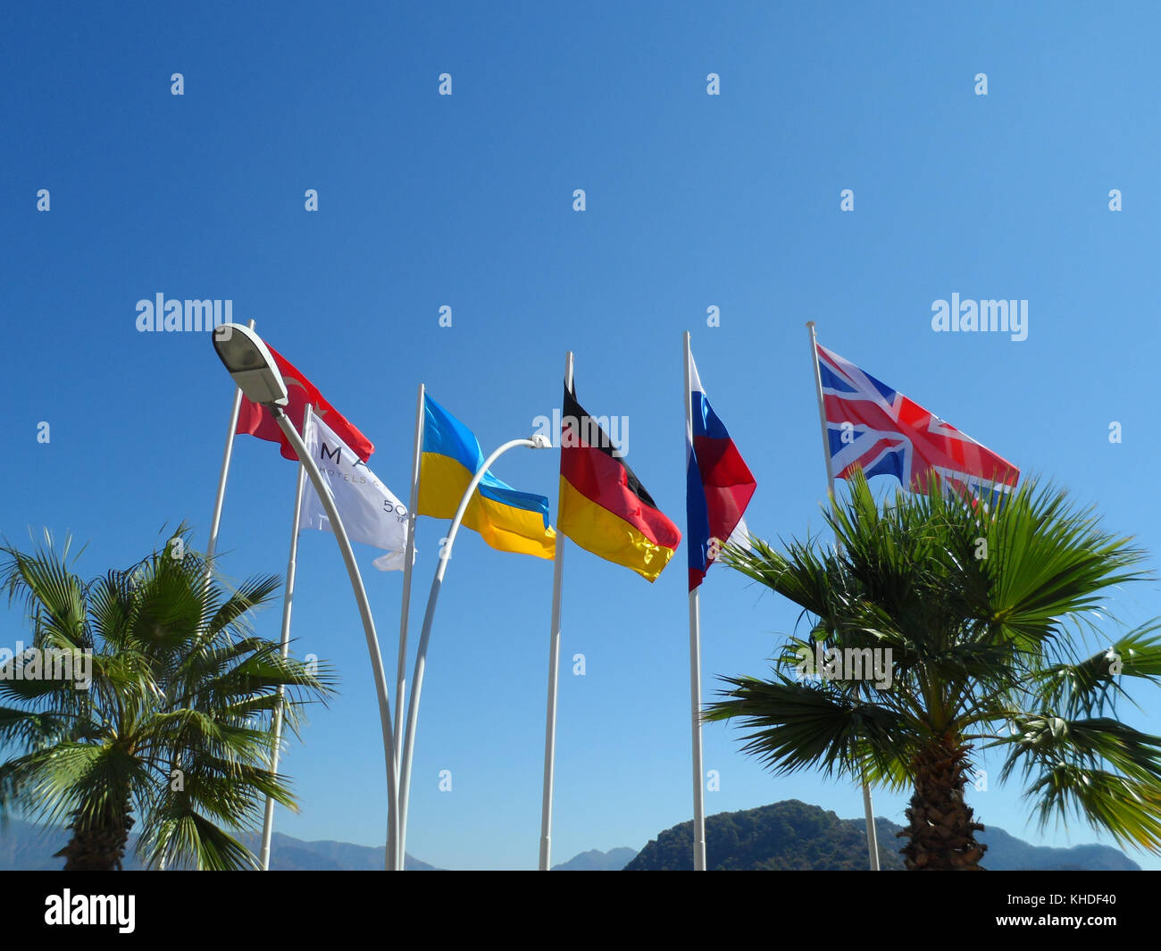 European flags outside hotel hi-res stock photography and images - Alamy
